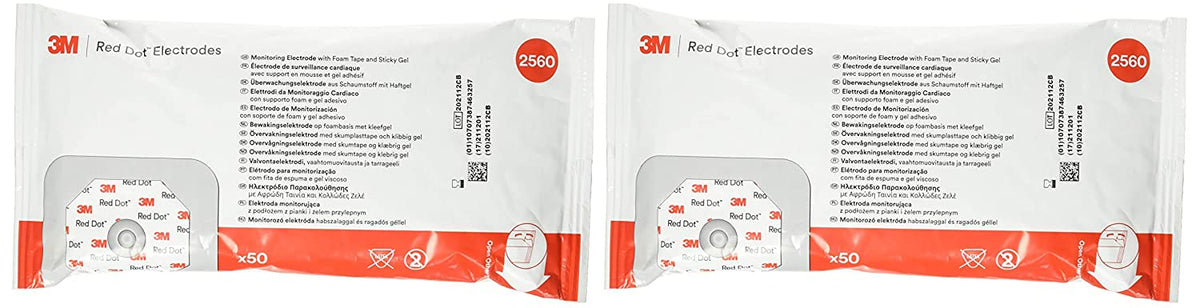 3M 2560 Red Dot Monitoring Electrode with Foam Tape and Sticky Gel - 1 ...